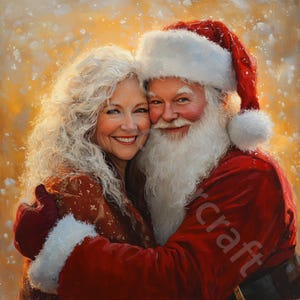 Vintage Santa Claus and Mrs. Claus Clipart Bundle 10 Watercolor Clipart ...