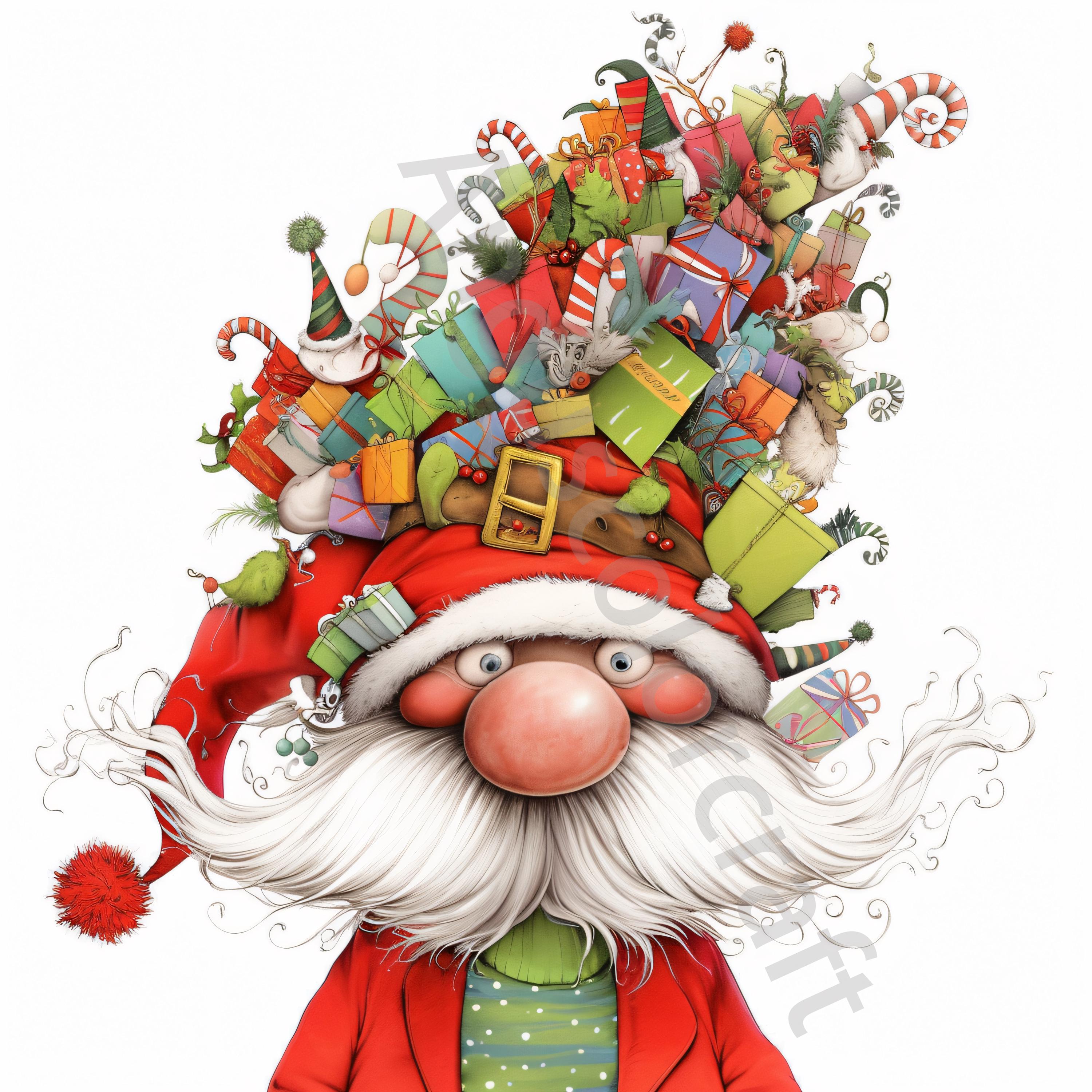 10 Quirky Busy Santa Clipart, Festive Santa, Commercial Use, Whimsical ...