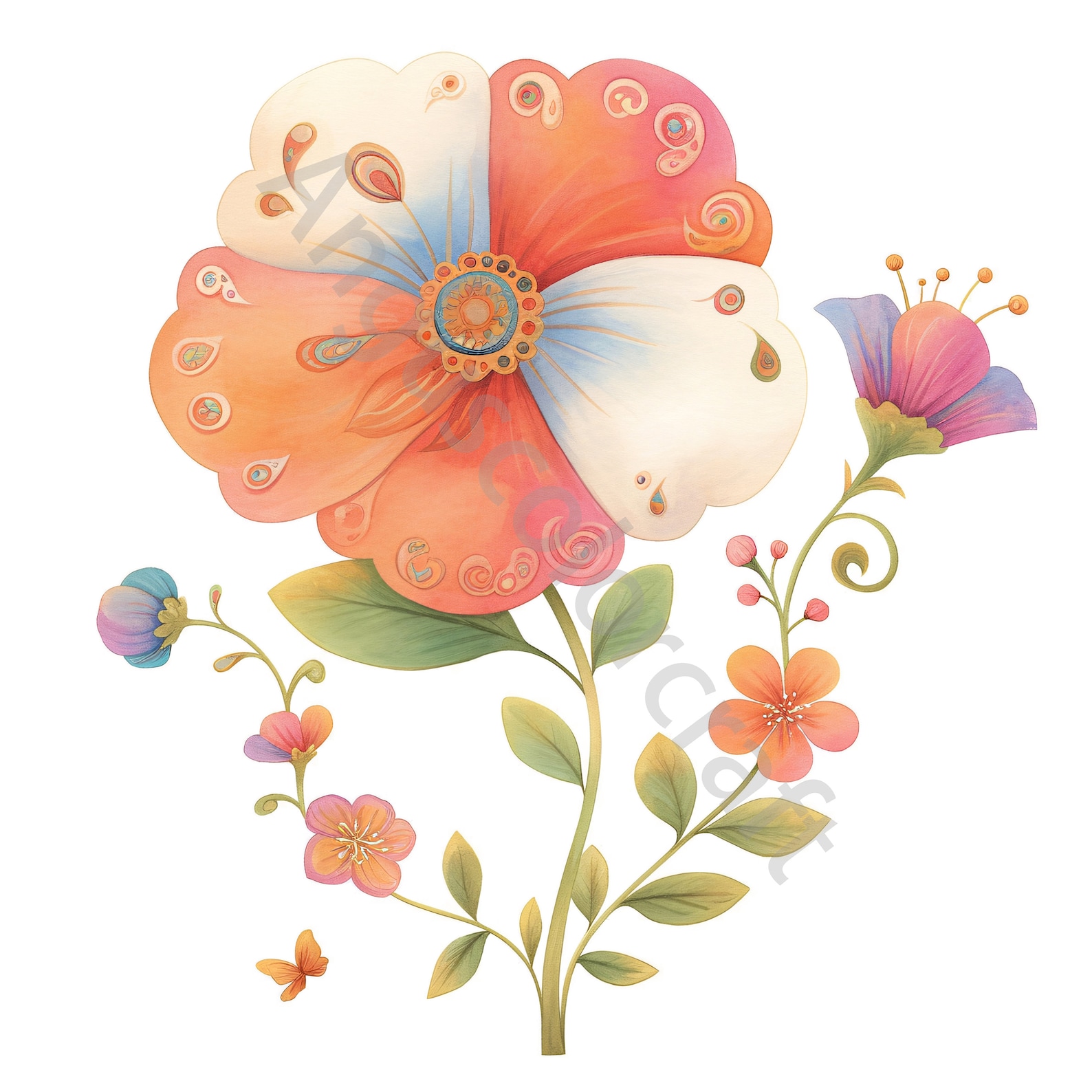 13 Quirky Flowers Clipart, Commercial Use, Whimsical Ephemera ...