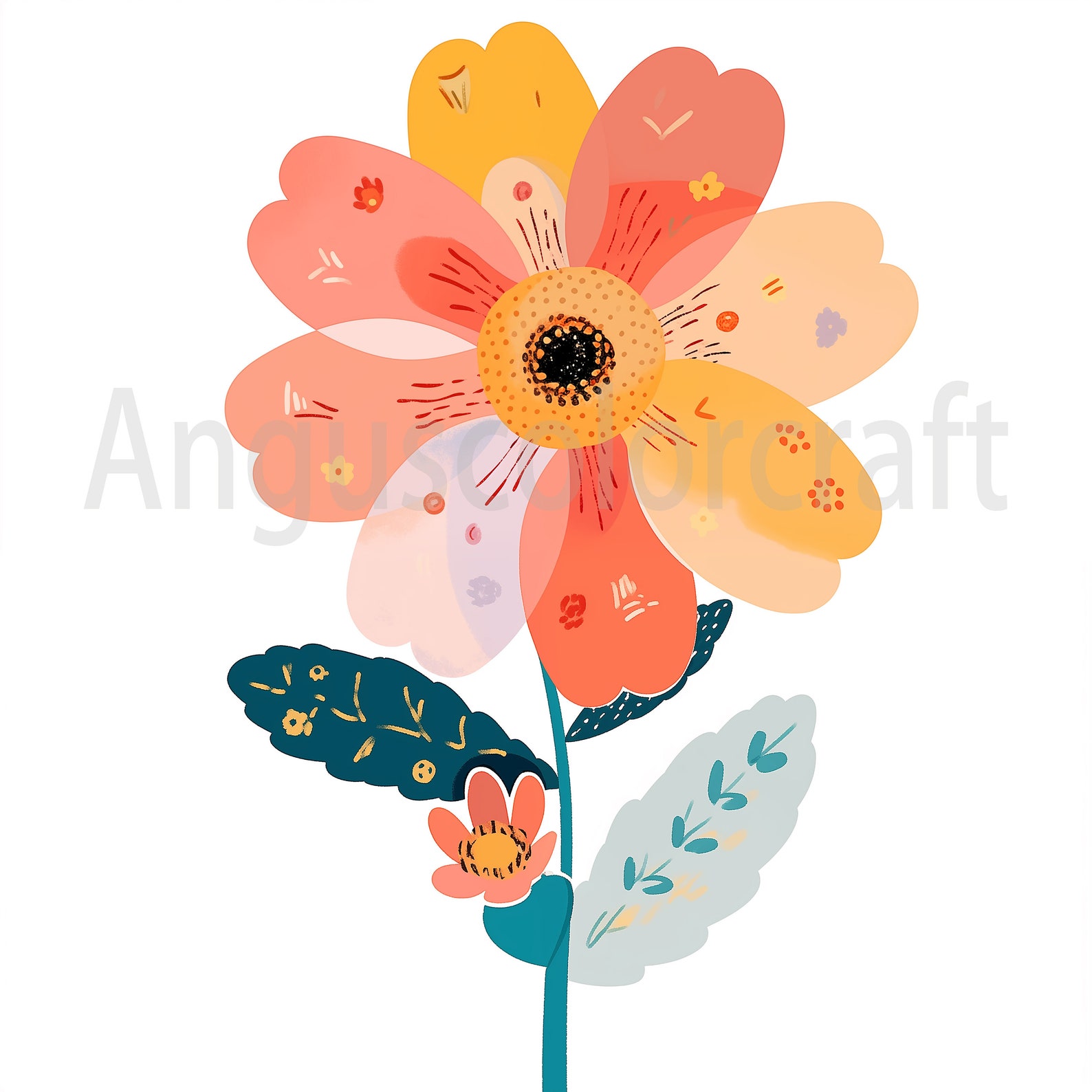 Quirky Flower Clipart-21 Jpgs- Digital Paper Craft, Journaling, Baby ...
