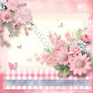 12 Pink Calico Paper Clip Art Bundle Watercolor Clipart JPG, Junk ...