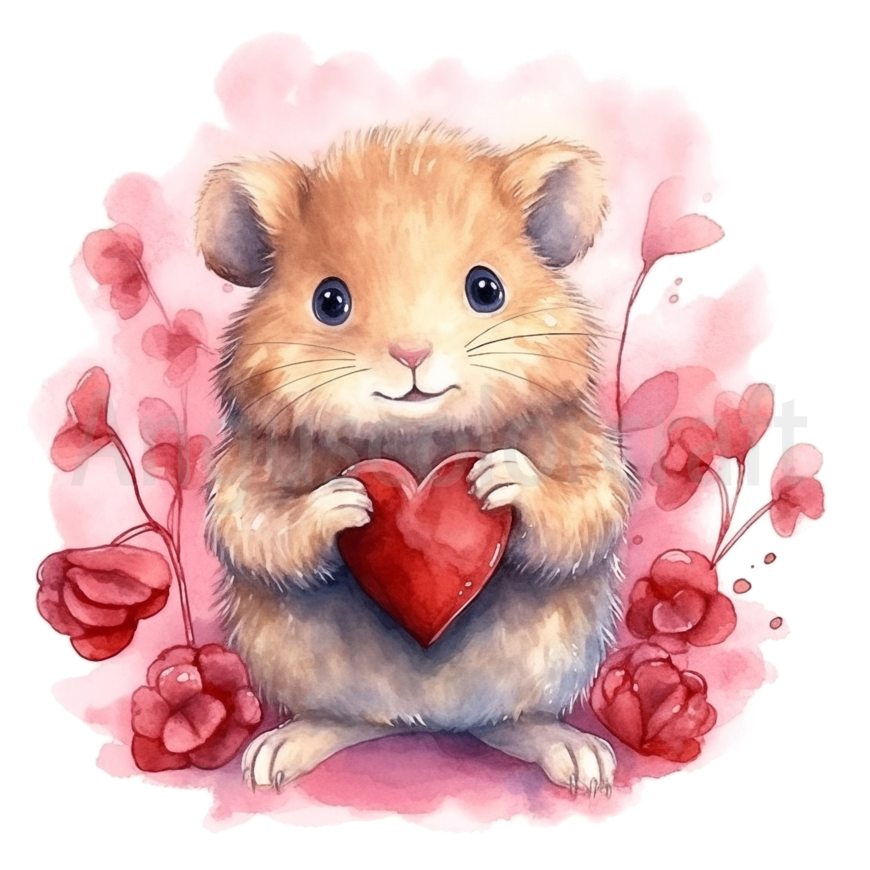 Valentine Vole, Cute Mouse Clipart, Kids 'book Illustration-18 High ...