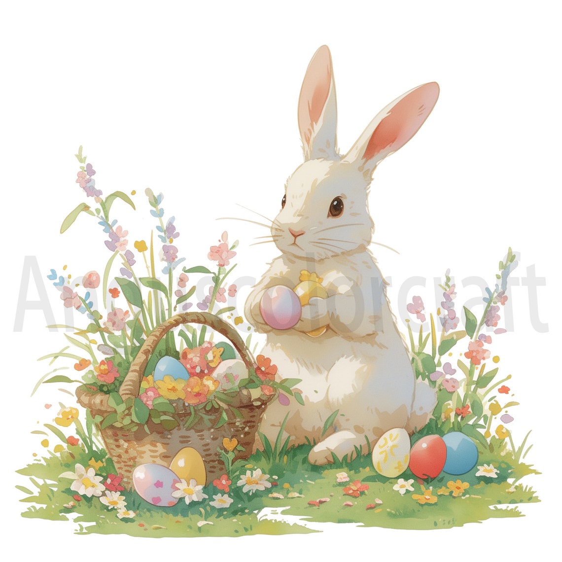 Cute Bunny, Rabbit Clipart, Easter Egg-20 High Quality Jpgs ...