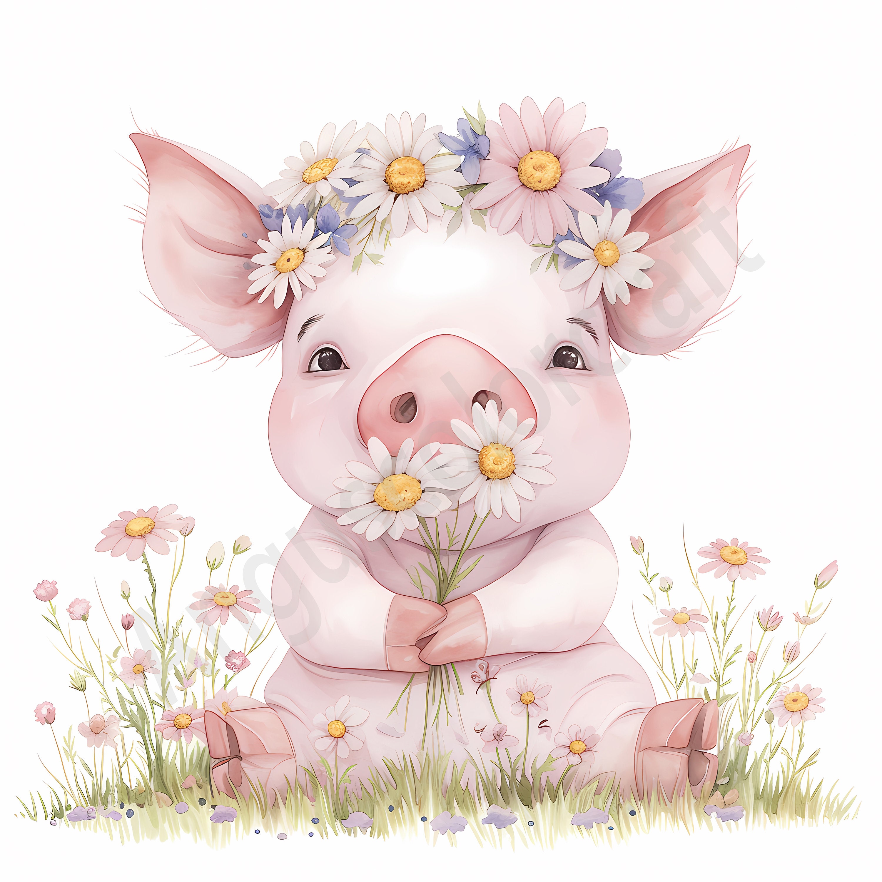 18 Cute Watercolor Pig Clipart Sublimation Design Wildflowers Pig Shirt ...