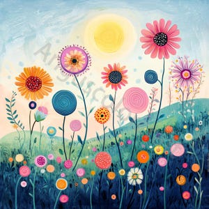 Quirky Meadow Flowers Clip Art Bundle 10 High Res Watercolor Jpgs Junk ...