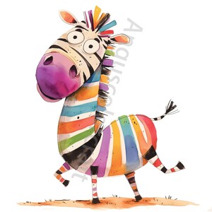 10 Quirky Funny Zebra Clip Art, Watercolor Clipart JPG, Junk Journaling ...