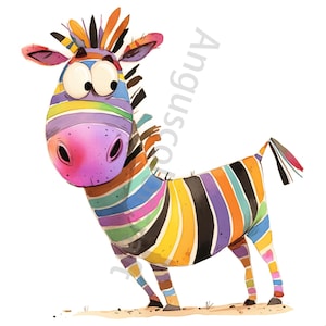 10 Quirky Funny Zebra Clip Art, Watercolor Clipart JPG, Junk Journaling ...
