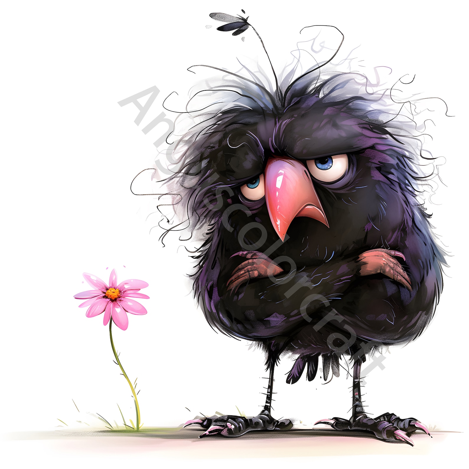 14 Crazy Raven Clip Art, Funny Bird Clipart, High Quality Jpgs, Digital ...