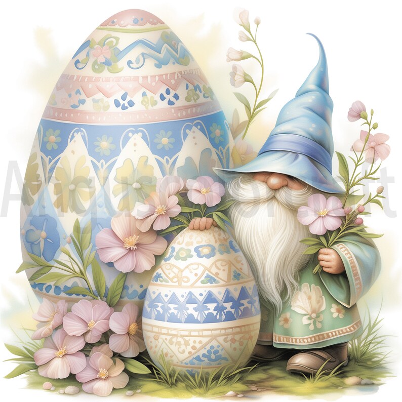 Watercolor Easter Gnome Clipart -20high Quality Jpgs, Scrapbook Paper ...