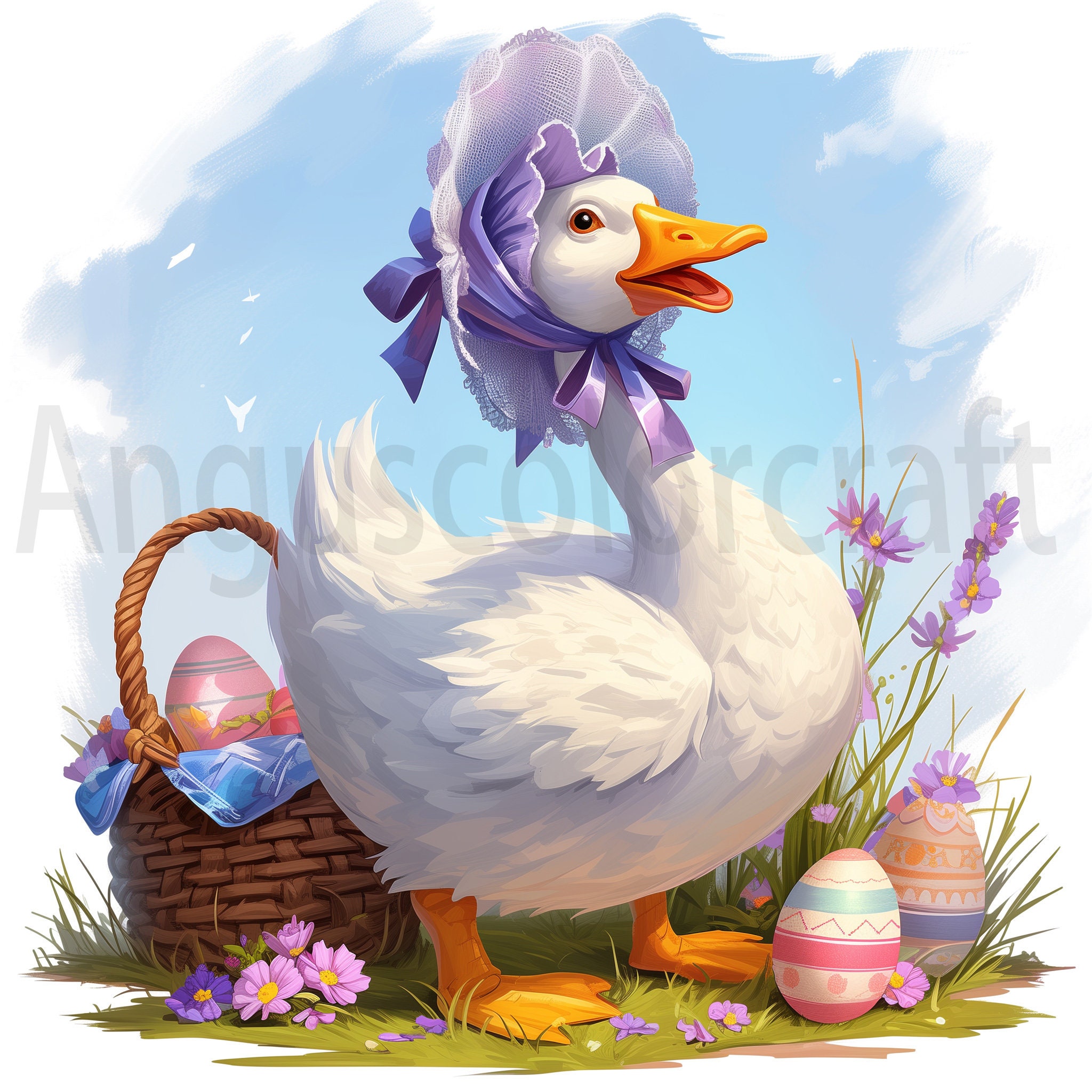 Watercolor Easter Goose Clipart 20high Quality Jpgs, Scrapbook Paper ...