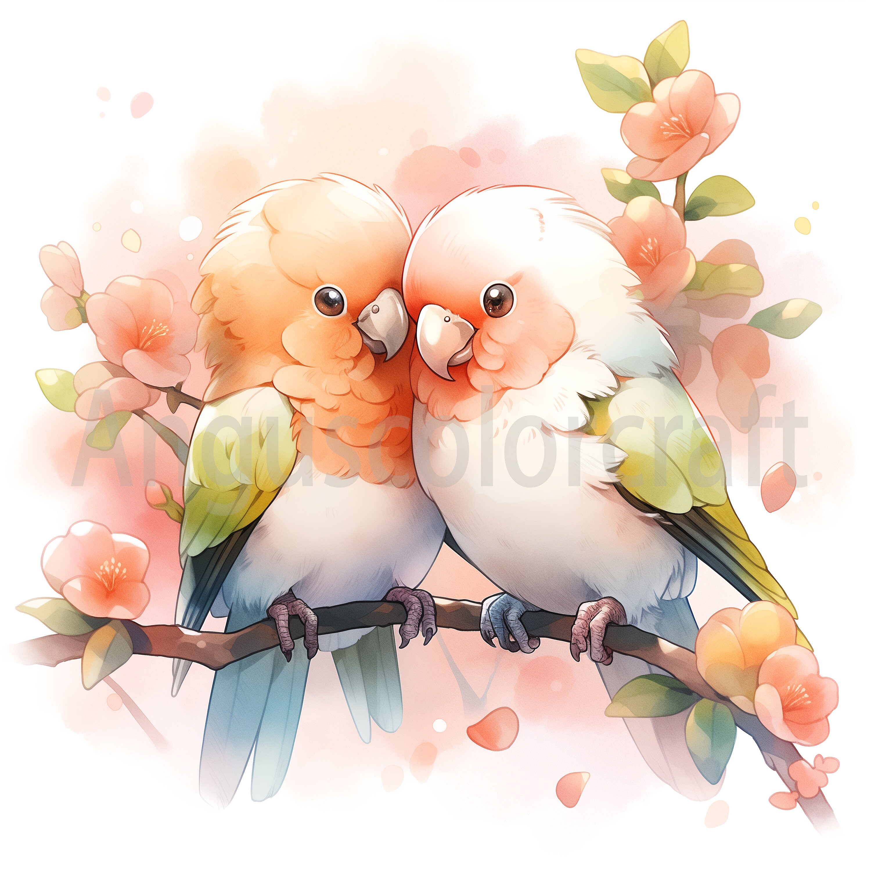 Two Love Birds Clipart, Parrot, Valentine's Day-18 High Quality Jpgs ...