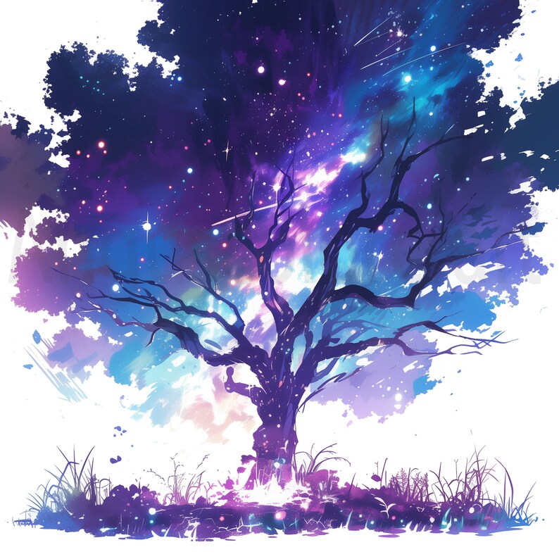 Galaxy Tree Clipart, Starry Sky Tree, Mystical Tree Clipart Bundle, 20 ...