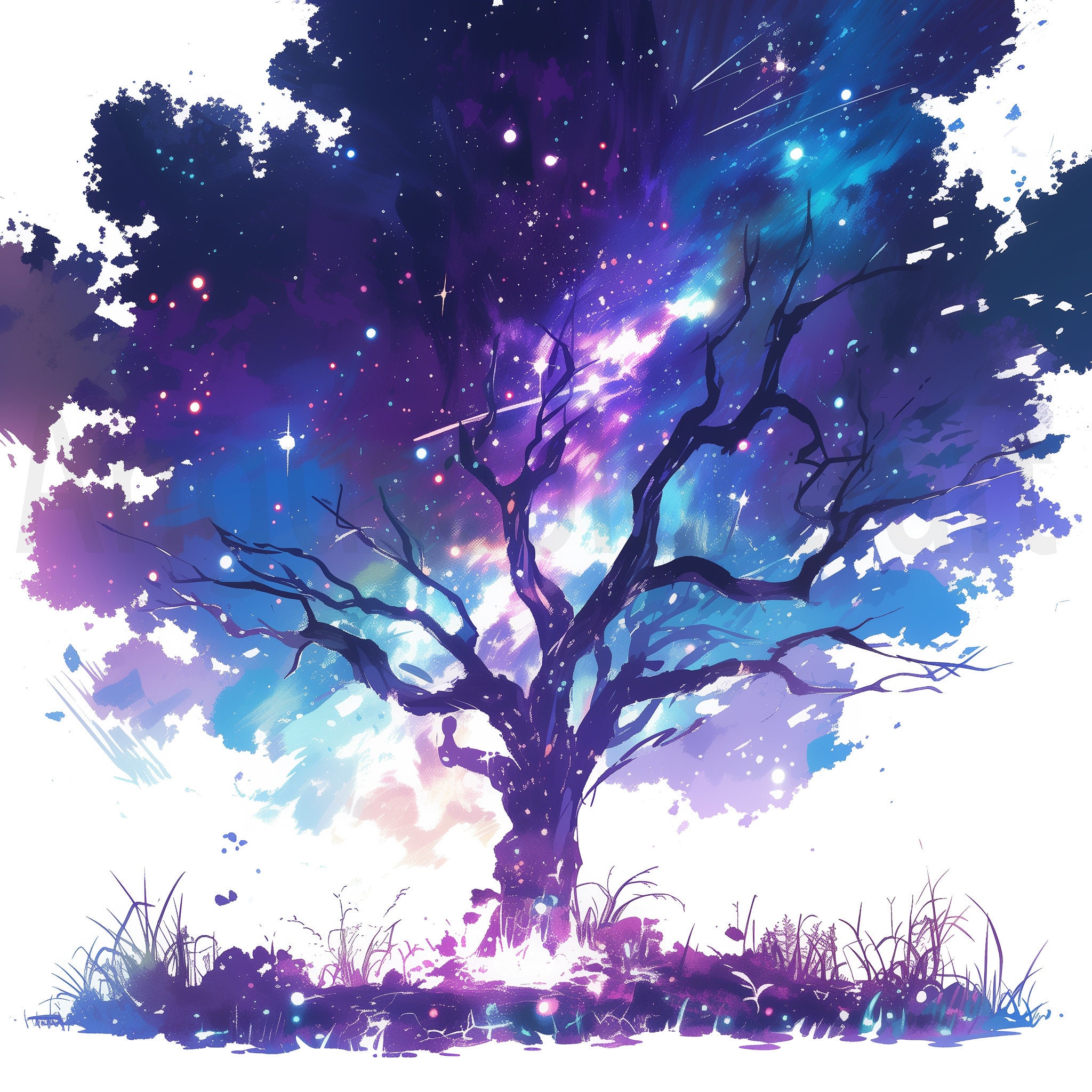 Galaxy Tree Clipart, Starry Sky Tree, Mystical Tree Clipart Bundle, 20 ...