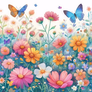 Butterfly Garden Clip Art Bundle 10 High Res Watercolor Clipart Jpgs ...