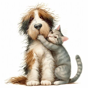 Quirky Dog and Cat Clip Art 10 High Res Watercolor Jpgs, Junk ...
