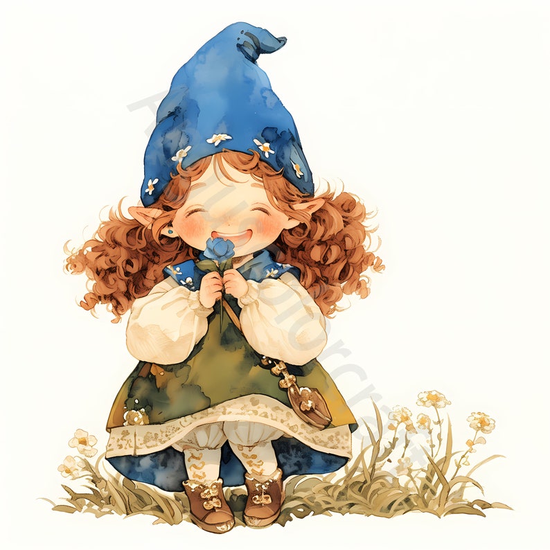 Watercolor Girl Gnomes Clipart Bundle, Gnome, 13 Jpgs, Spring ...