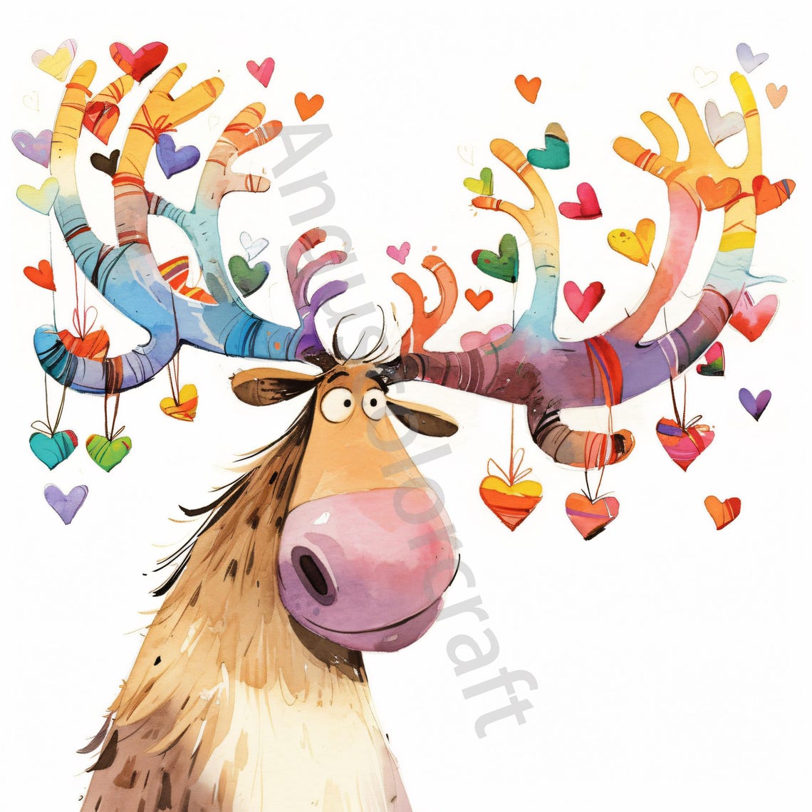 12 Quirky Moose Clip Art, Watercolor Clipart JPG, Junk Journaling ...