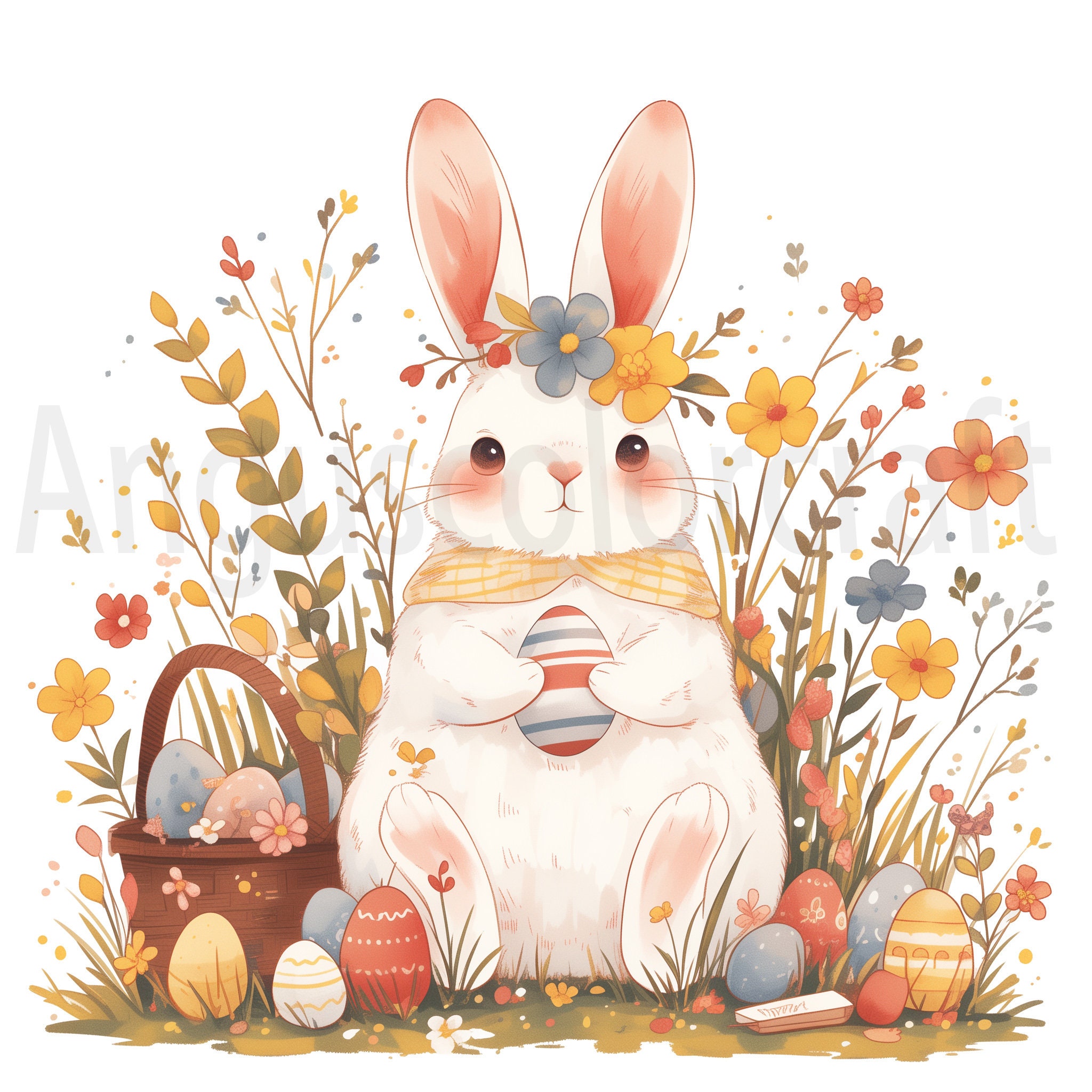 25 Happy Easter Bunny Clipart Bundle, Cute Easter Bunny, Easter Egg ...