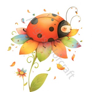 Cute Ladybugs Clipart, 12 JPG Commercial Use, Whimsical Ephemera ...