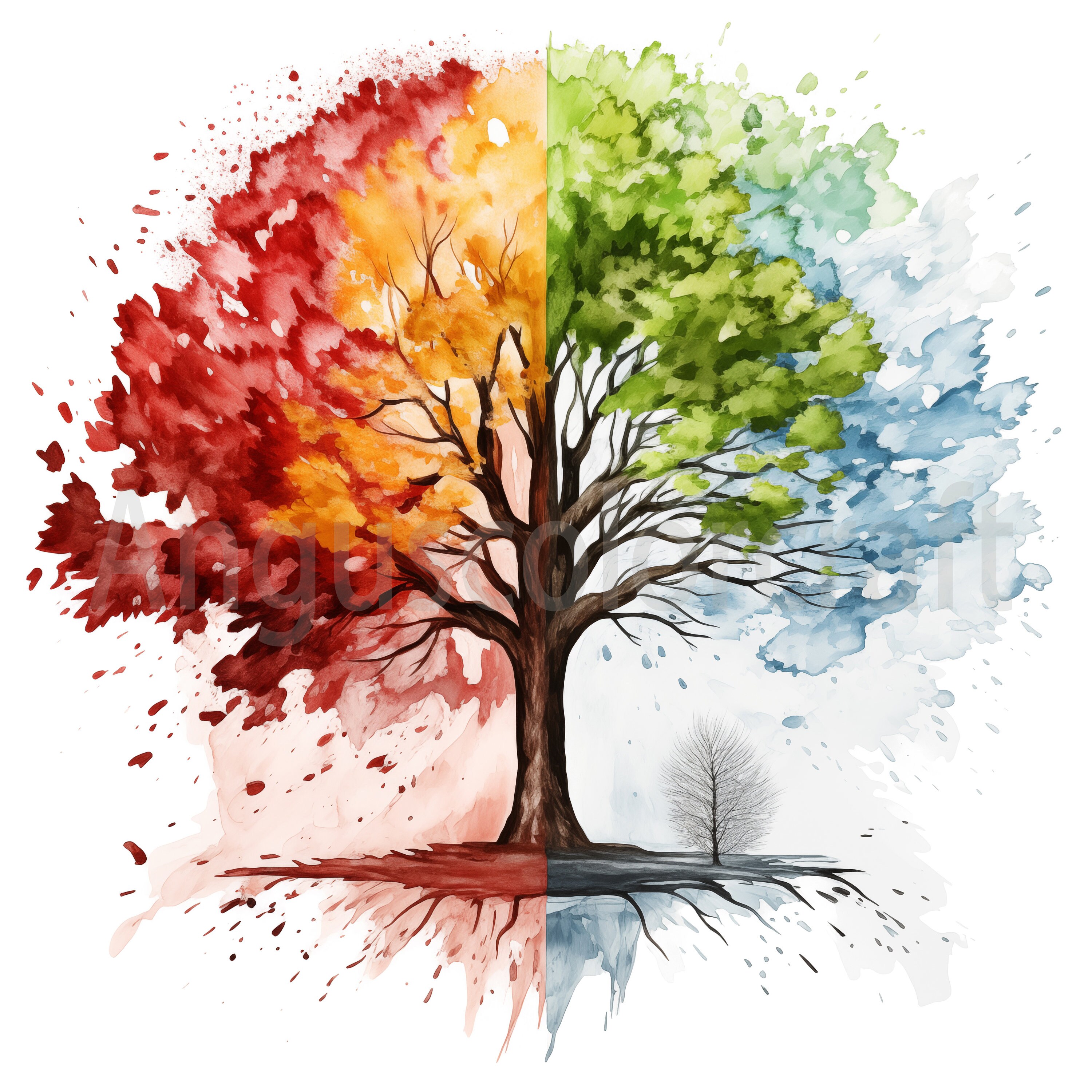 18 Quirky Trees Clipart, Commercial Use, Whimsical Ephemera, Watercolor ...