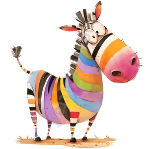 10 Quirky Funny Zebra Clip Art, Watercolor Clipart JPG, Junk Journaling ...