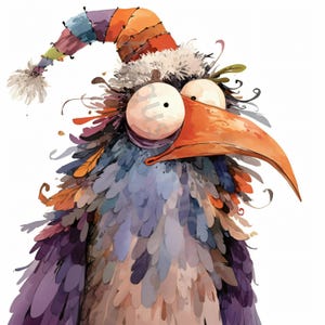 12 Whimsical Christmas Birds Clipart, Funny Birds, Digital Clipart ...