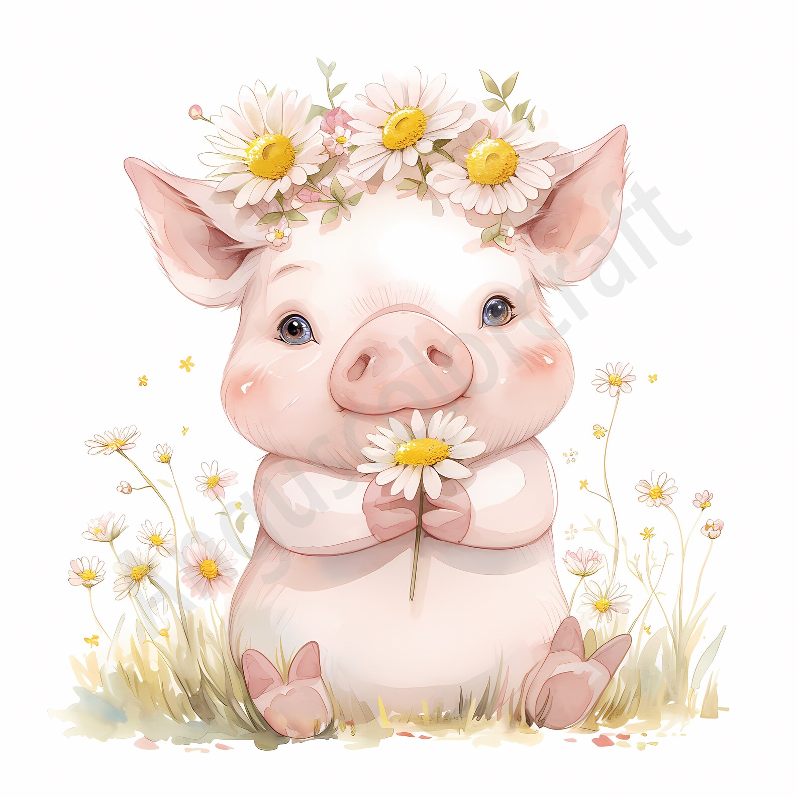 18 Cute Watercolor Pig Clipart Sublimation Design Wildflowers Pig Shirt ...