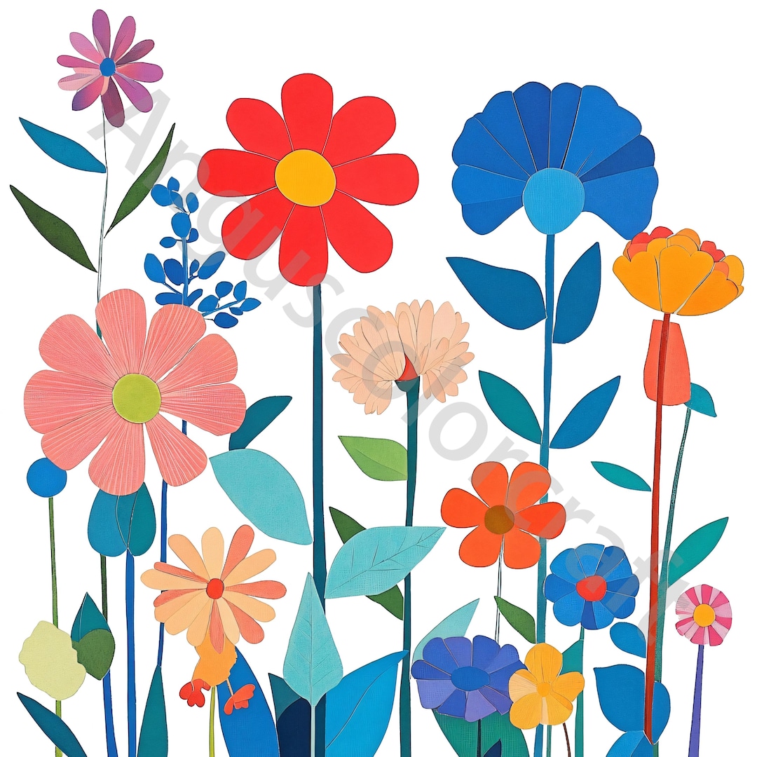 Quirky Flowers Clip Art Bundle 10 High Res Watercolor Floral Jpgs Junk ...