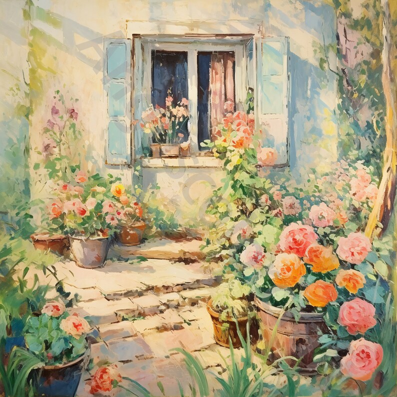 Shabby Chic Spring Garden Clip Art Kit 10 High Res Watercolor JPG for ...