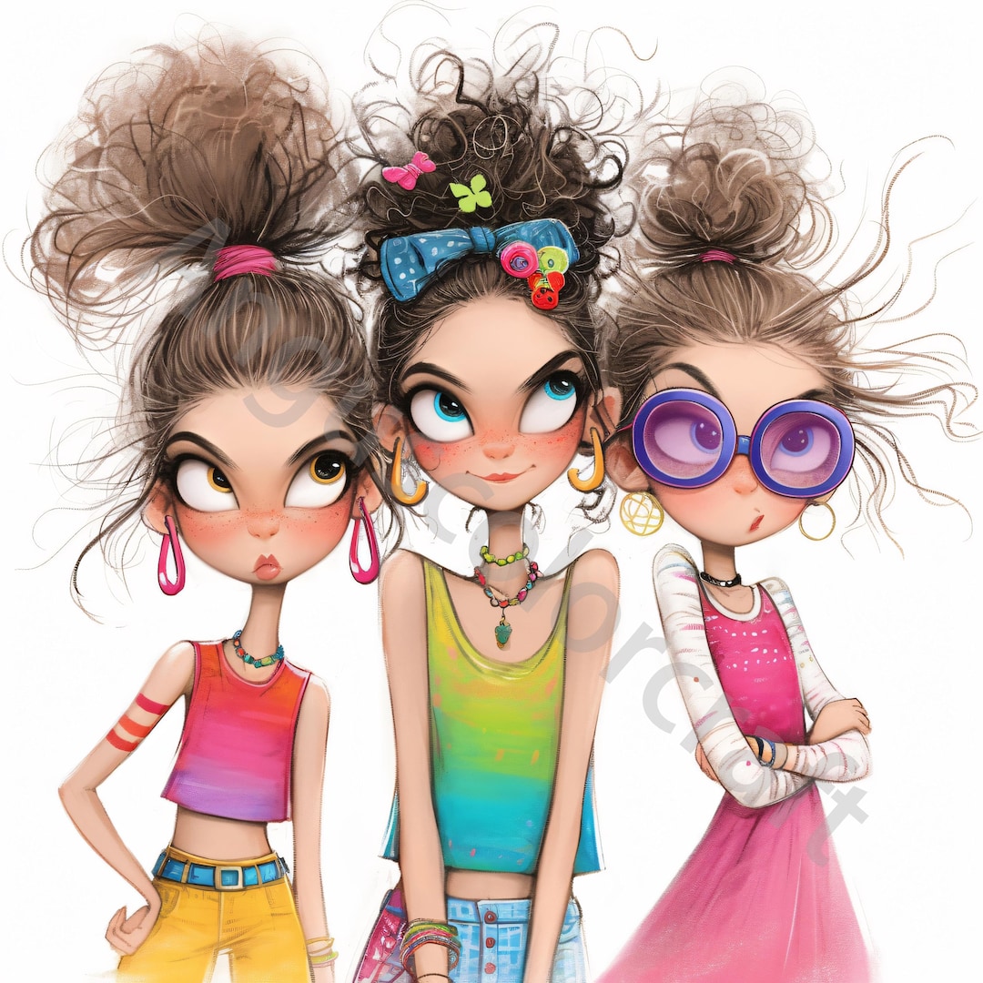 Quirky Best Friend Clipart, Commercial Use, Whimsical Ephemera, 12 Jpgs ...