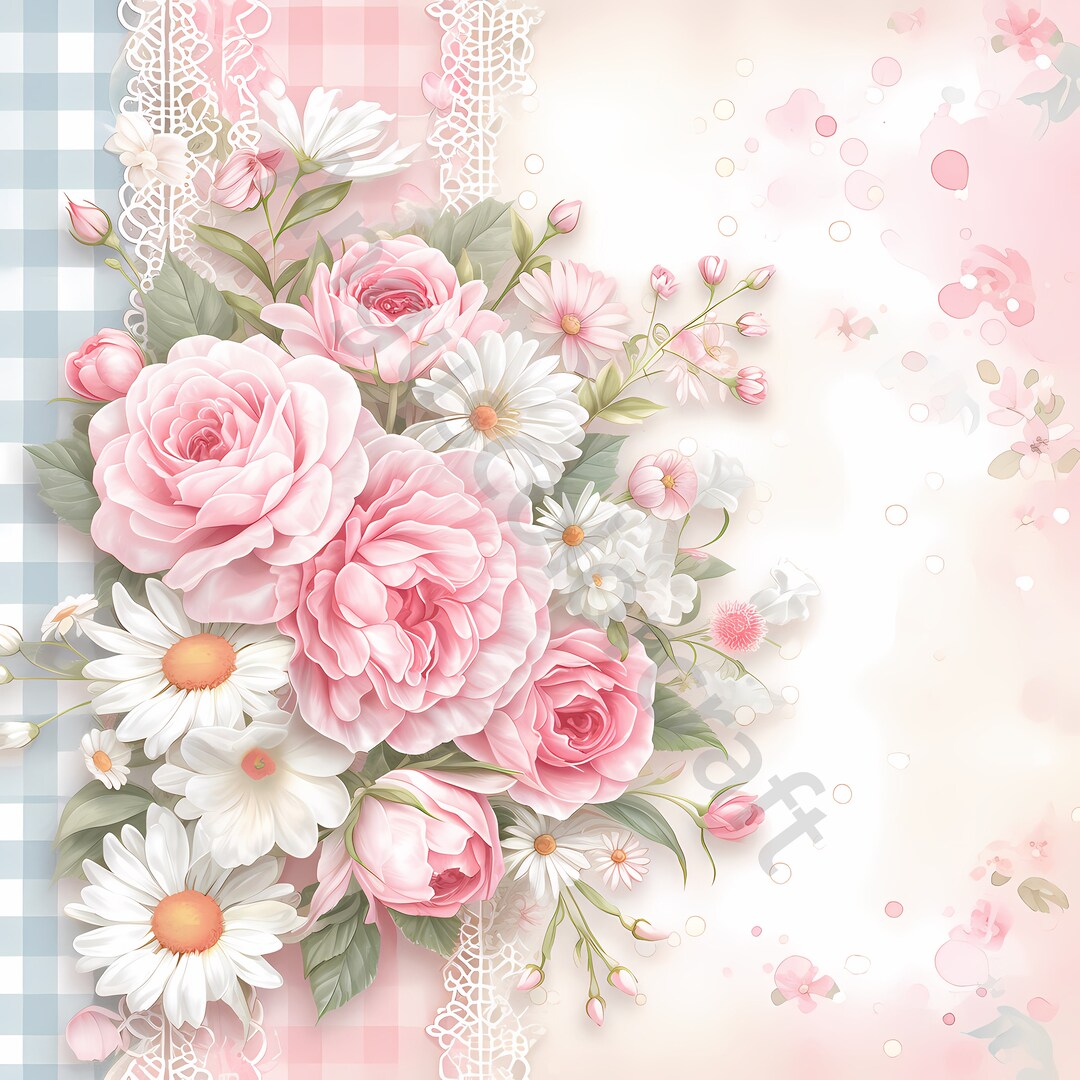 12 Pink Calico Paper Clip Art Bundle Watercolor Clipart JPG, Junk ...