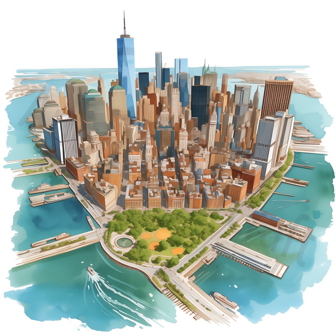 Watercolor New York City Clipart, 16 High-quality Images, Adorable ...