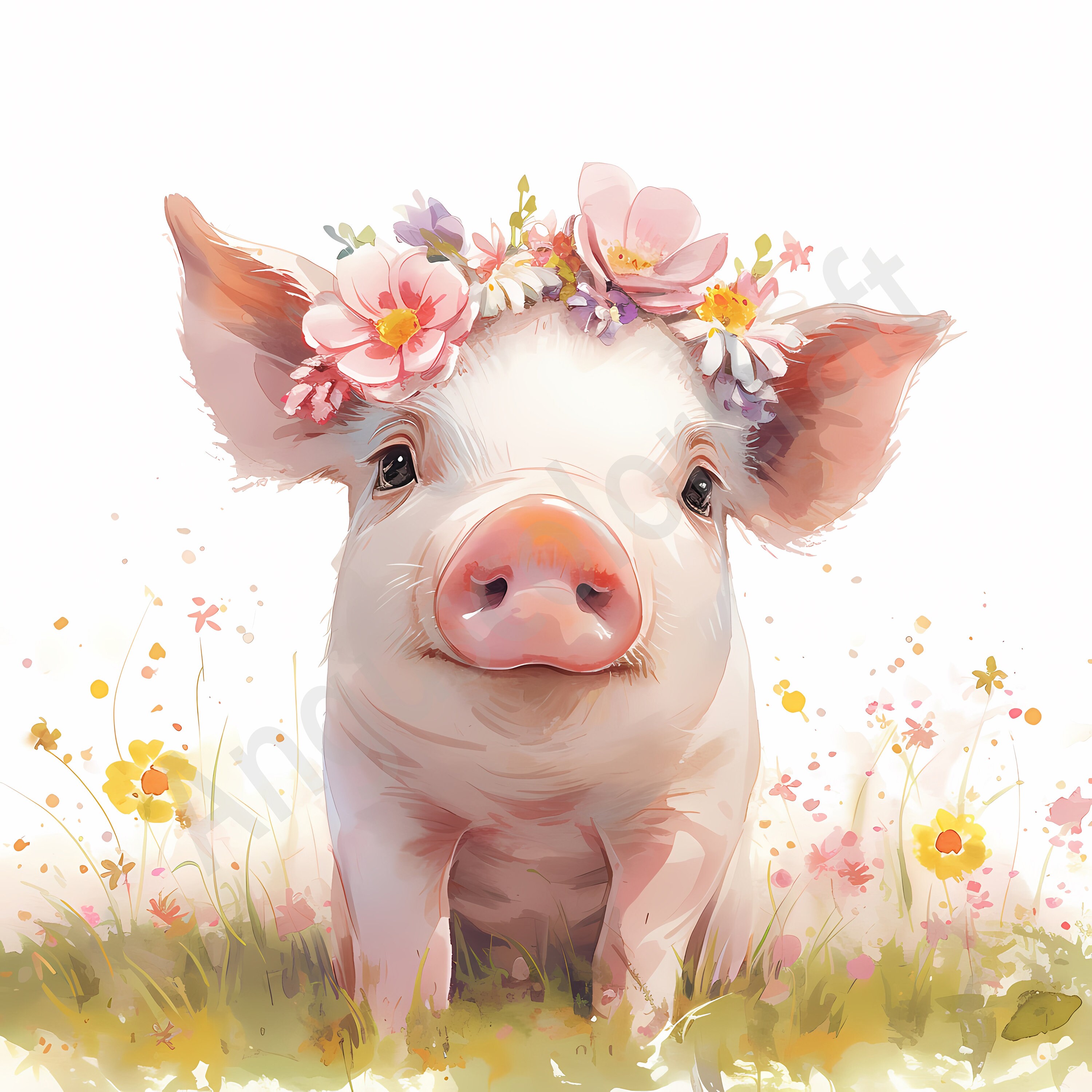 18 Cute Watercolor Pig Clipart Sublimation Design Wildflowers Pig Shirt ...