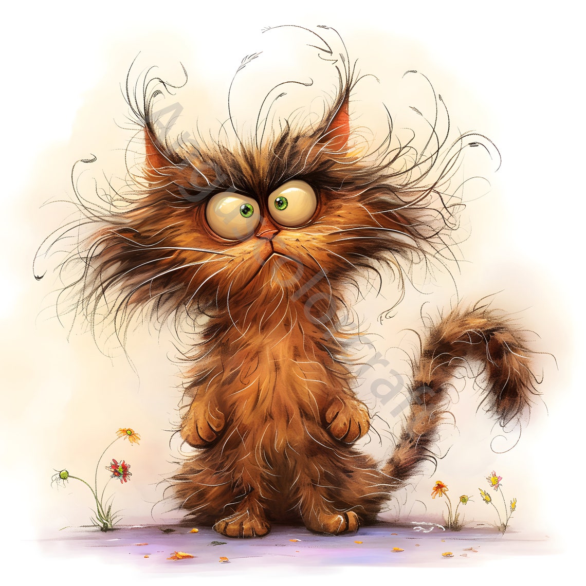 Frazzled Cat Clip Art 15 High Res Watercolor Jpgs for Junk Journaling ...