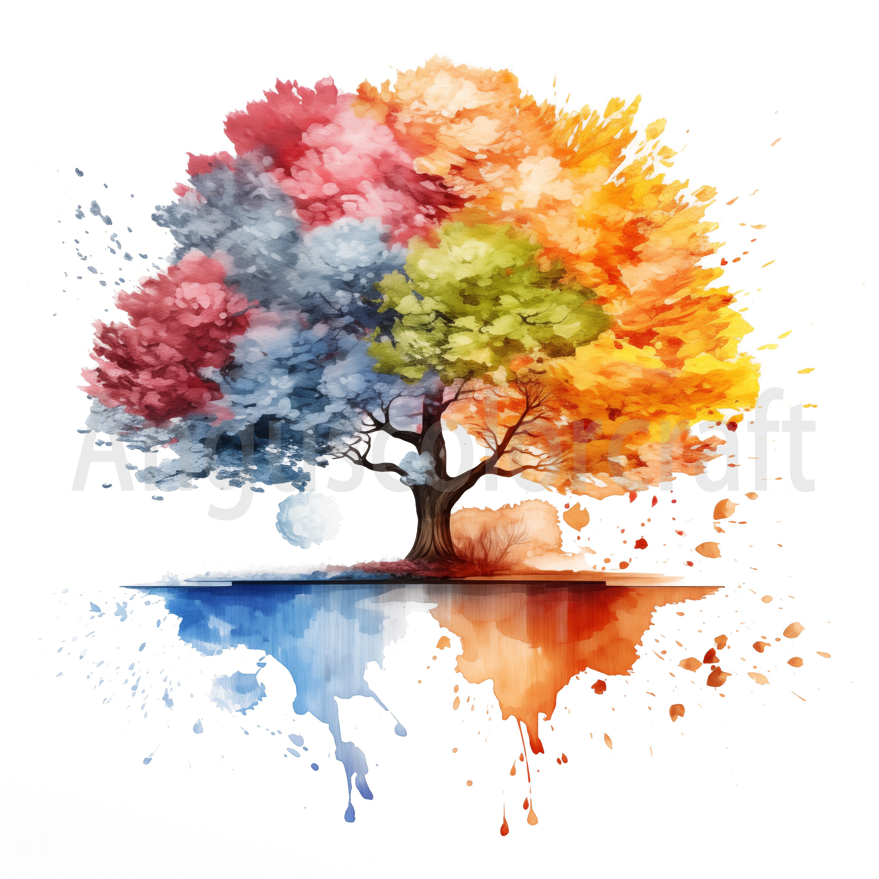 18 Quirky Trees Clipart, Commercial Use, Whimsical Ephemera, Watercolor ...