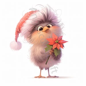 12 Cute Whimsical Christmas Bird Clipart, Funny Bird Clipart, Jpgs ...