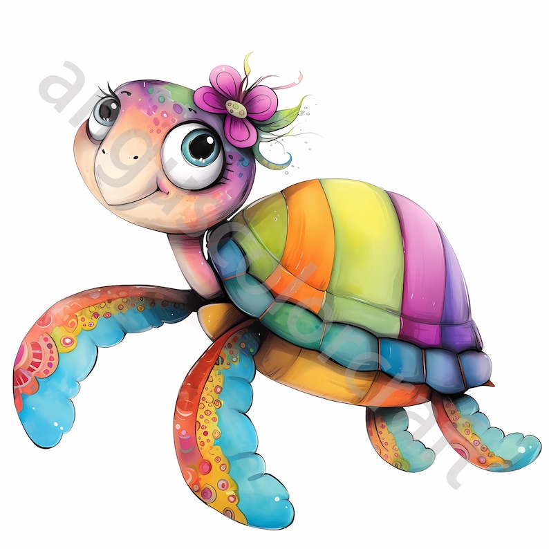 Quirky Turtle Clip Art, Watercolor Clipart, 10 Jpgs, Scrapbook, Card ...