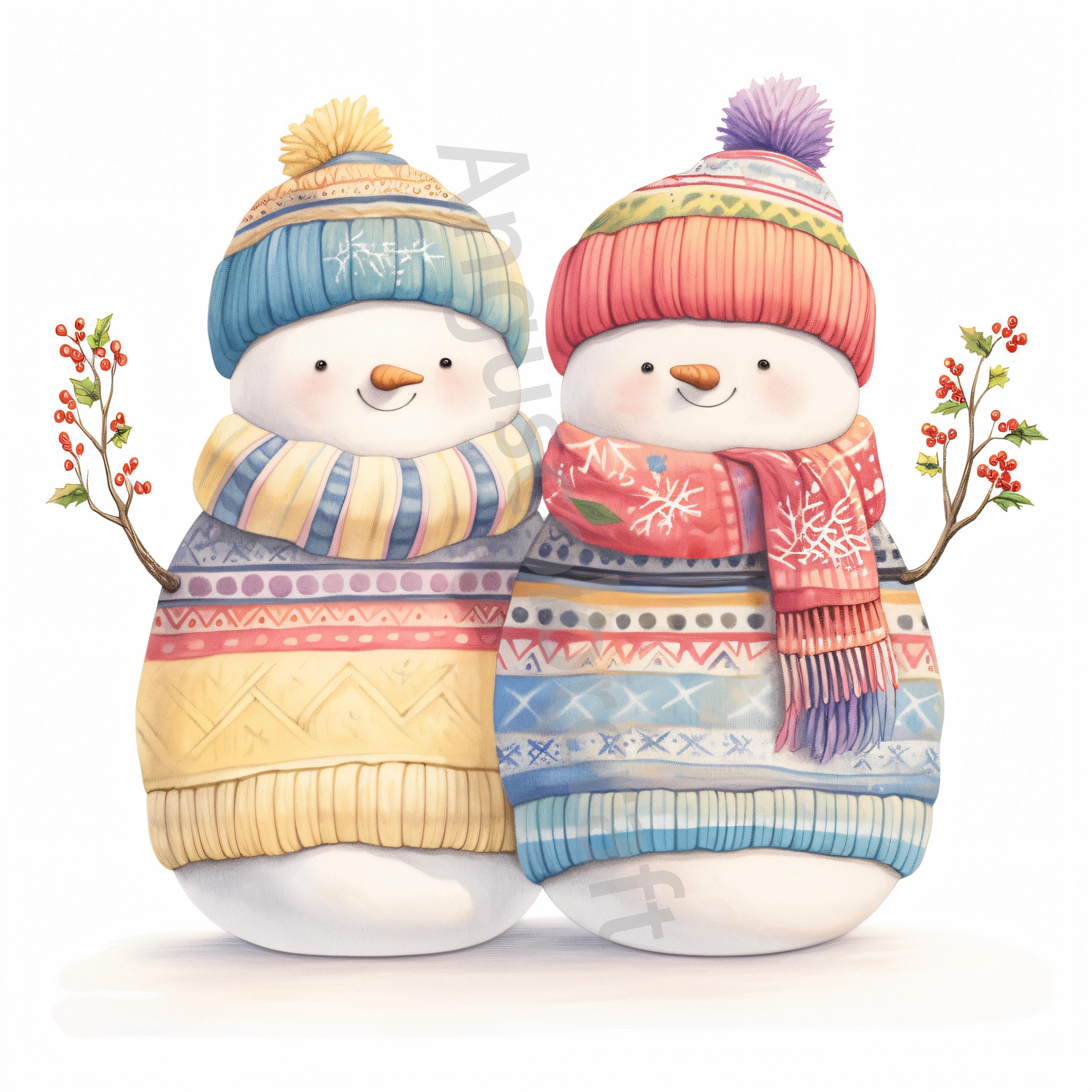 Christmas Snowman Clipart Bundle, 10 Snowman JPG Collection, Snowman ...