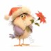 12 Cute Whimsical Christmas Bird Clipart, Funny Bird Clipart, Jpgs ...