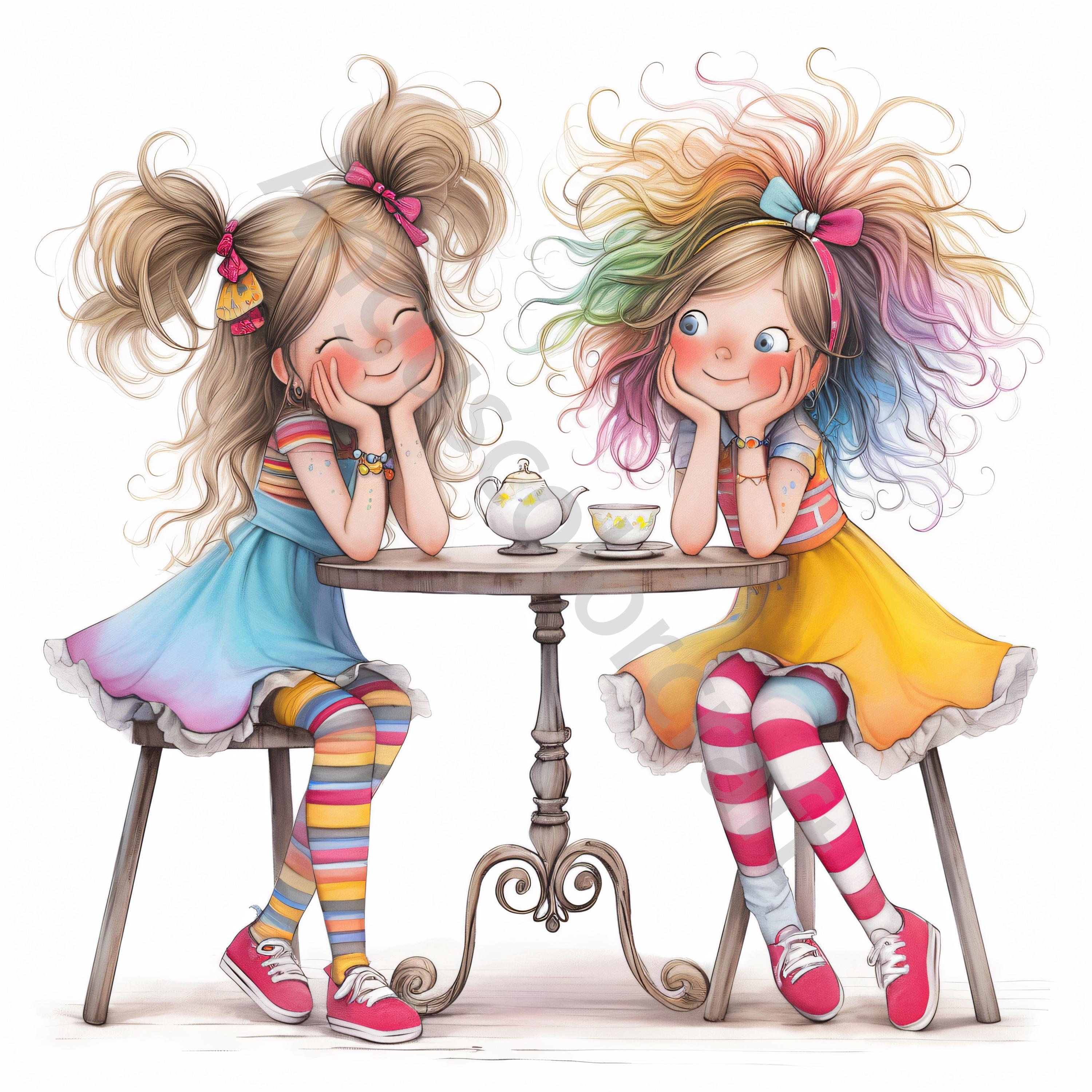 Whimsical Tea Party Clip Art Bundle 13 Watercolor Clipart JPG Junk ...