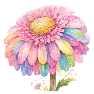 13 Cute Whimsical Flower Clipart, Rainbow Flower Clipart, High Res JPG ...