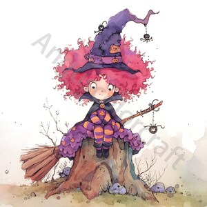 13 Jpgs Quirky Little Witch Clipart, Commercial Use, Whimsical Ephemera ...