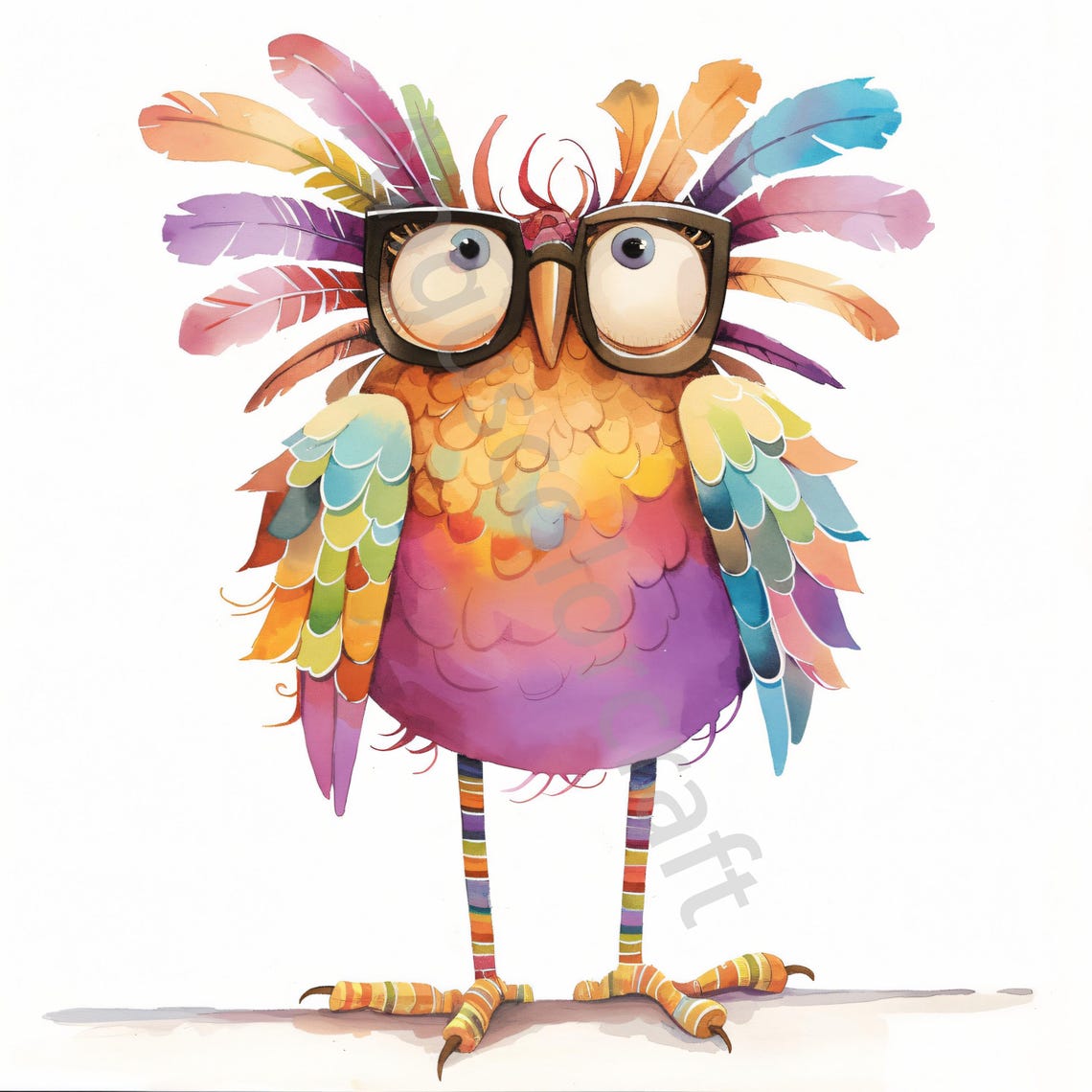 10 JPG Quirky Frazzled Bird Clip Art, Watercolor Clipart, Junk ...