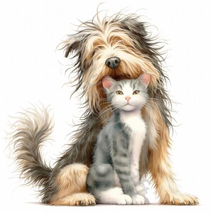 Quirky Dog and Cat Clip Art 10 High Res Watercolor Jpgs, Junk ...