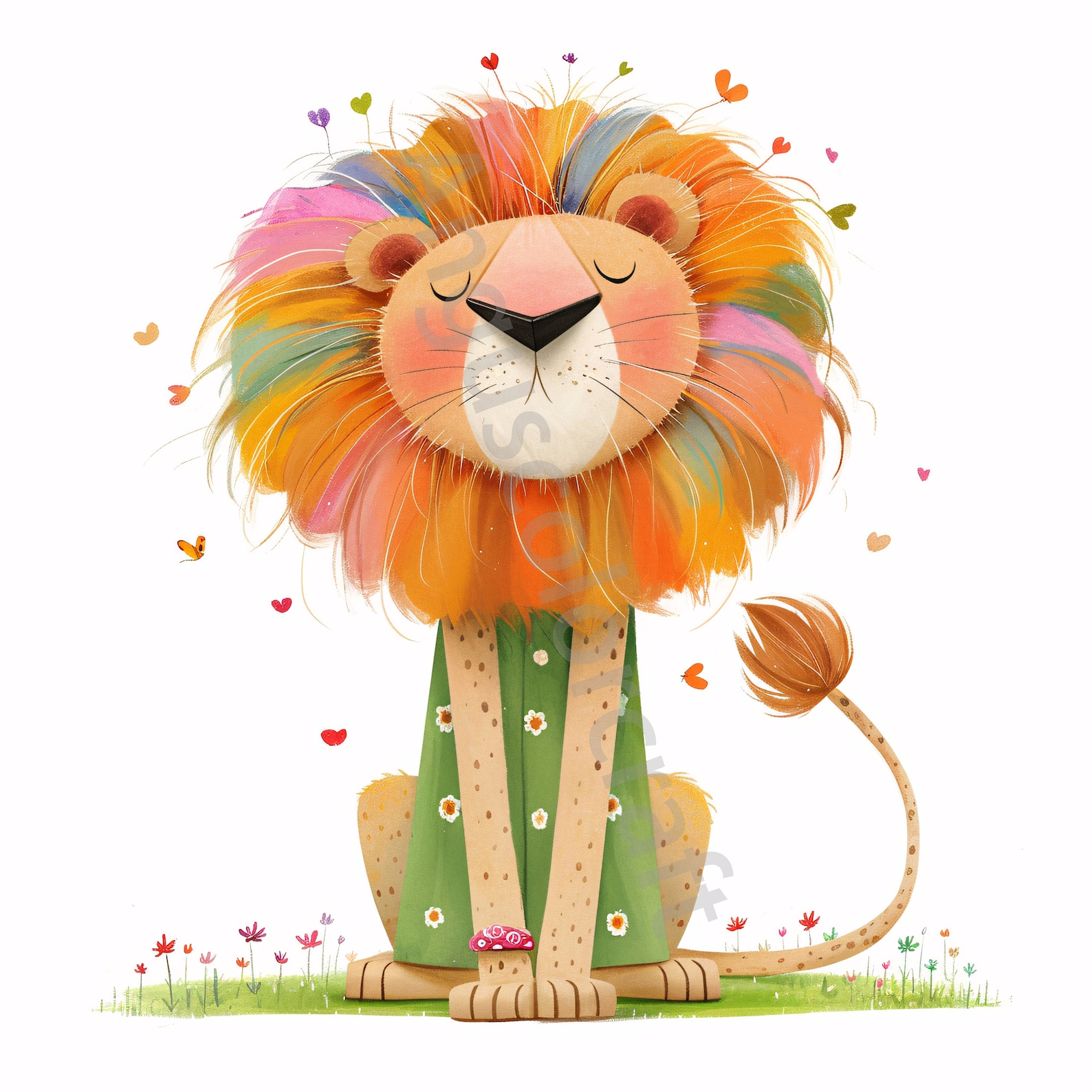 13 Quirky Lion Clipart, Commercial Use, Whimsical Ephemera, Watercolor ...
