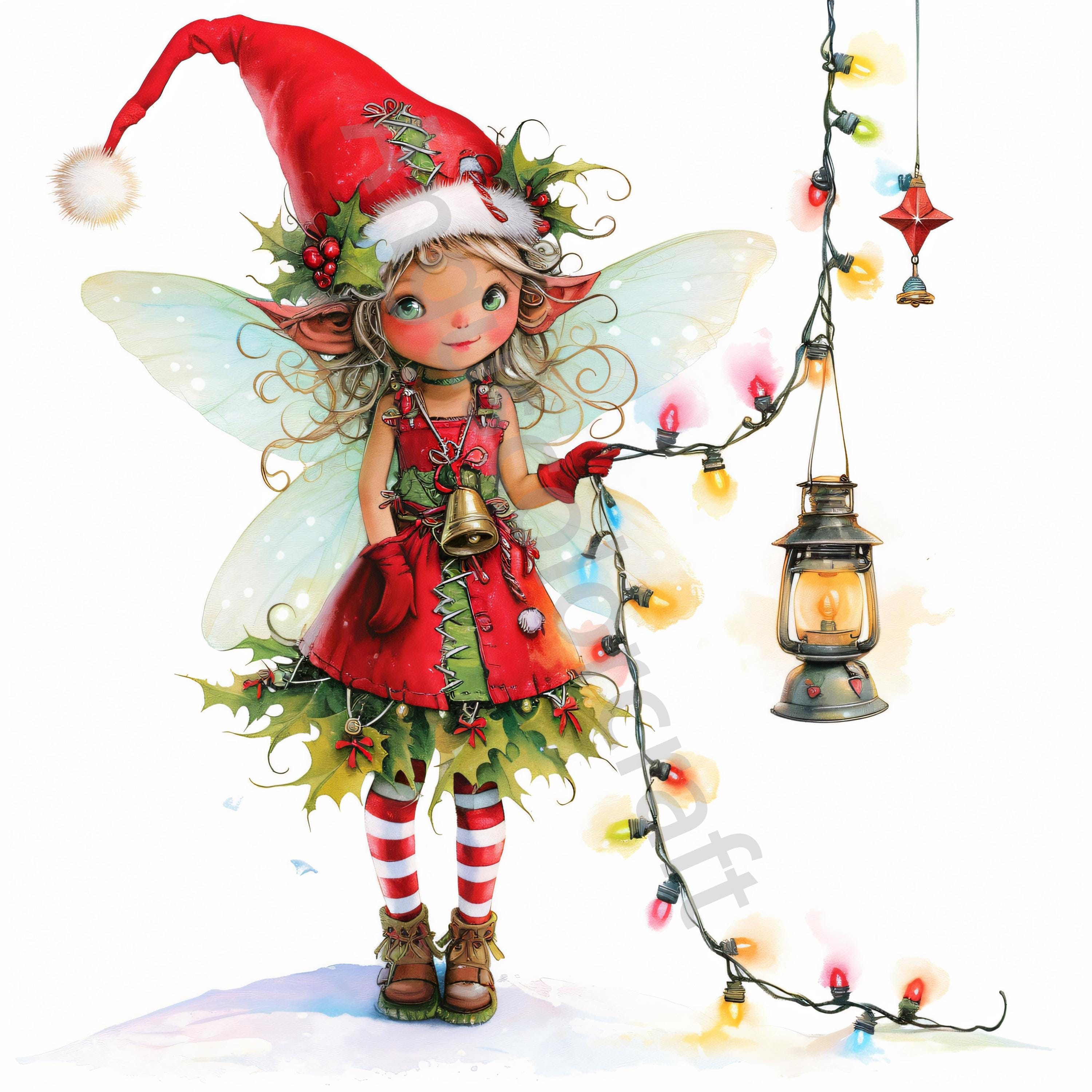 13 Quirky Christmas Fairy Clipart, Commercial Use, Whimsical Ephemera ...
