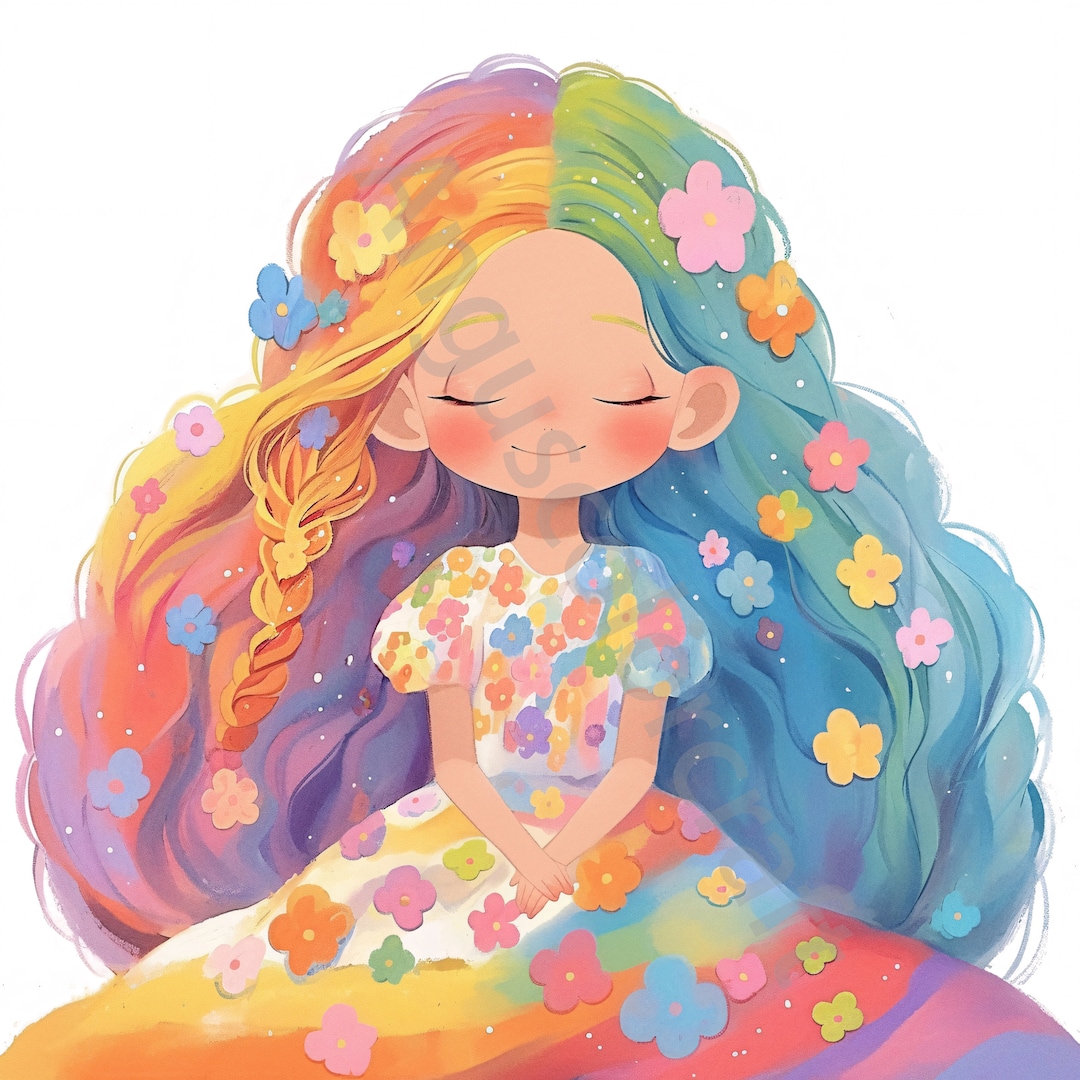 12 Jpgs Quirky Rainbow Princess Clipart, Commercial Use, Whimsical ...