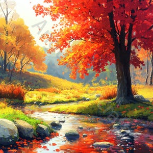 Maple Trees in Autumn Clipart Bundle 10 High Res Watercolor Jpgs, Junk ...