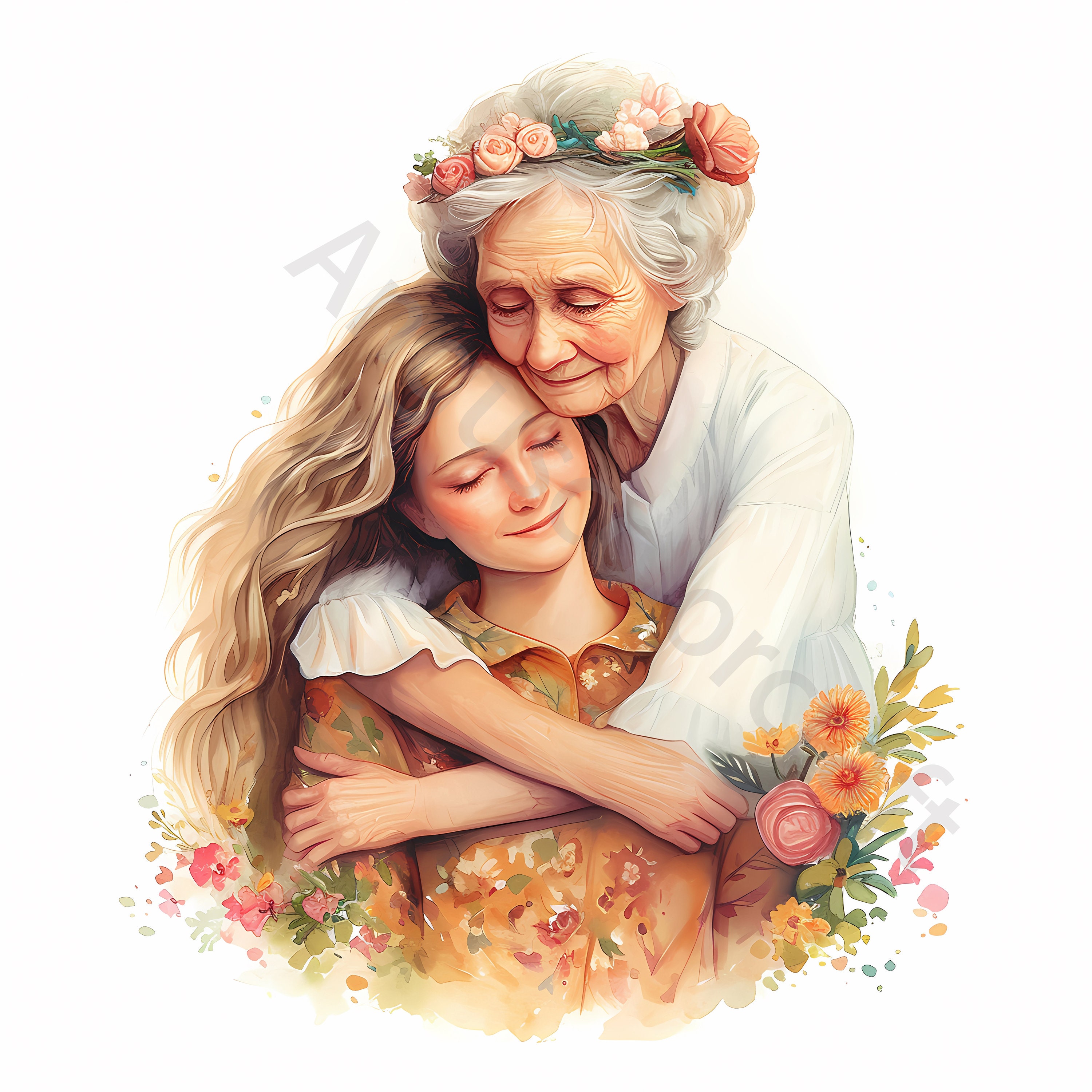 13 Mother's Day Clipart, Mother and Daughter Print, Printable ...