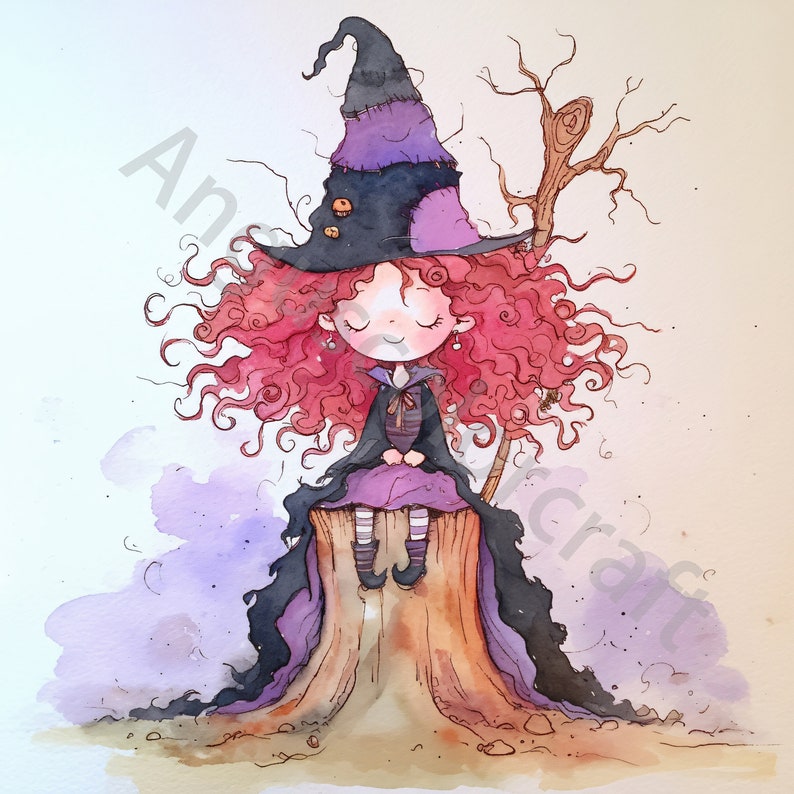 13 Jpgs Quirky Little Witch Clipart, Commercial Use, Whimsical Ephemera ...
